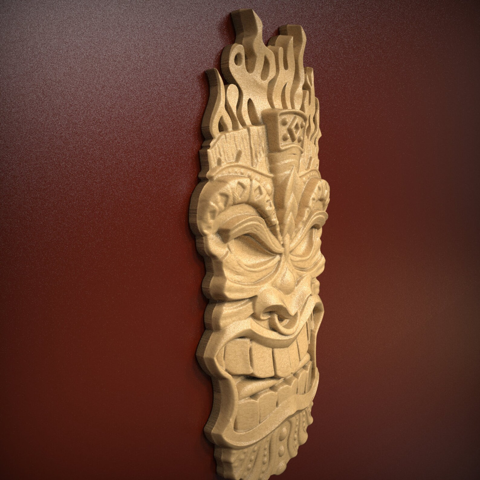 Tiki Mask, STL Relief File for CNC Router Carving, Engraving or 3d ...