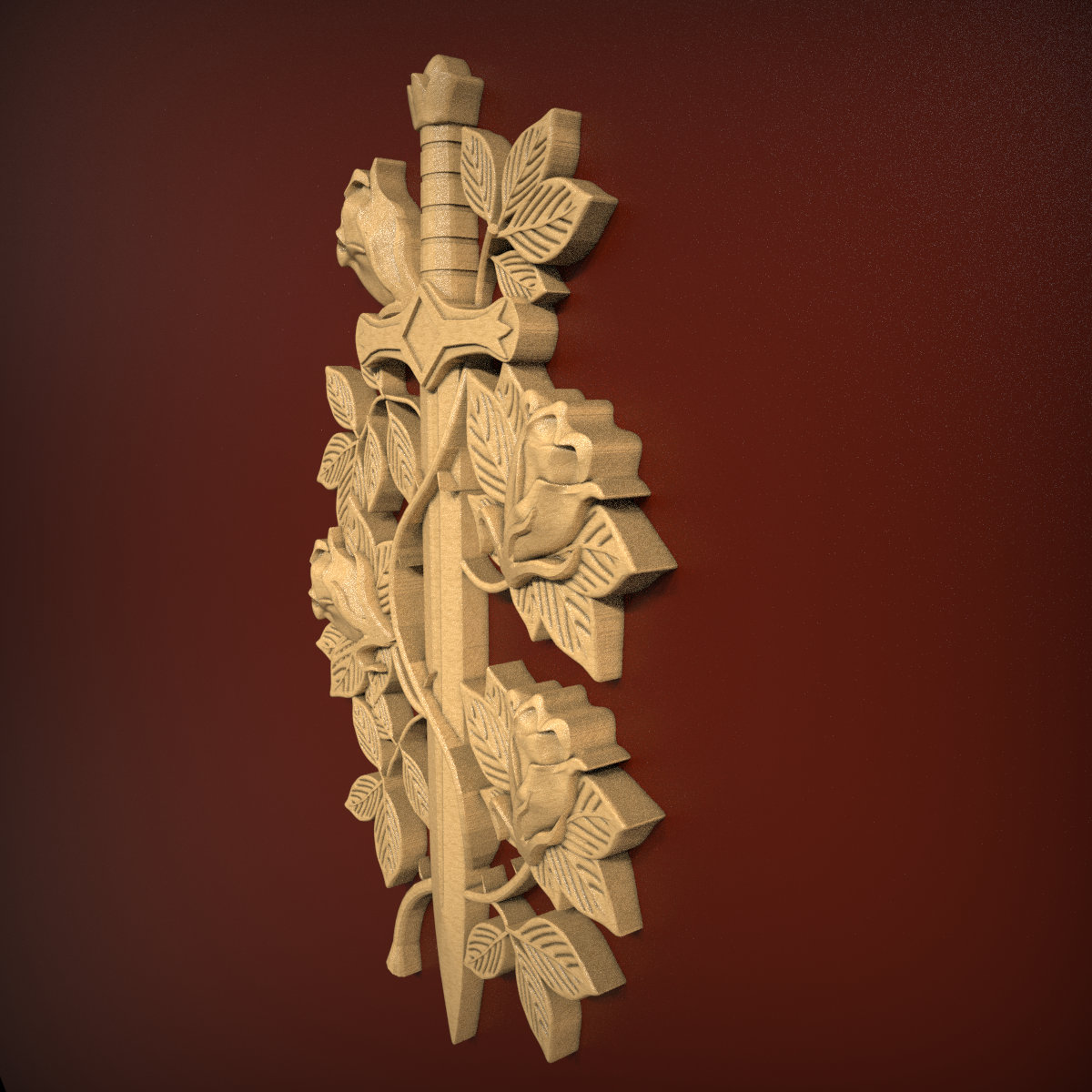 Sword and Roses, 3d STL Relief File for CNC Router Carving, Engraving ...