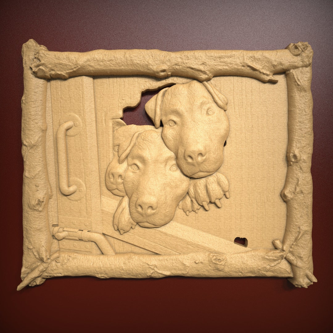 Excited Dogs, STL Relief File for CNC Router Carving, Engraving - Etsy