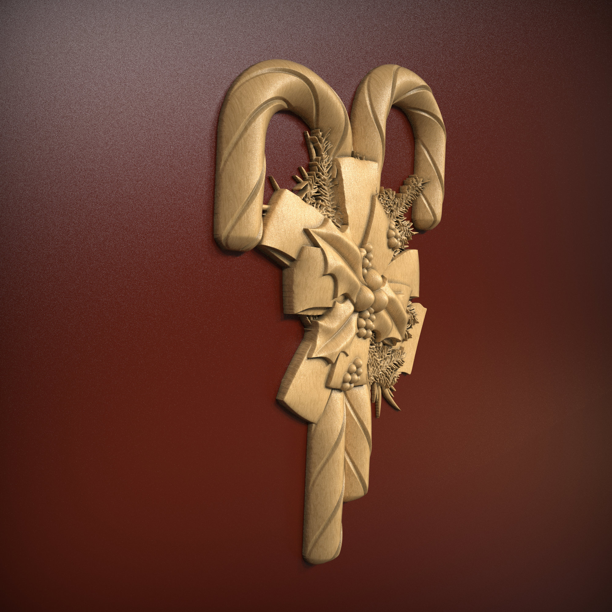 Candy Cane and Holly, STL Relief File for CNC Router Carving, Engraving ...