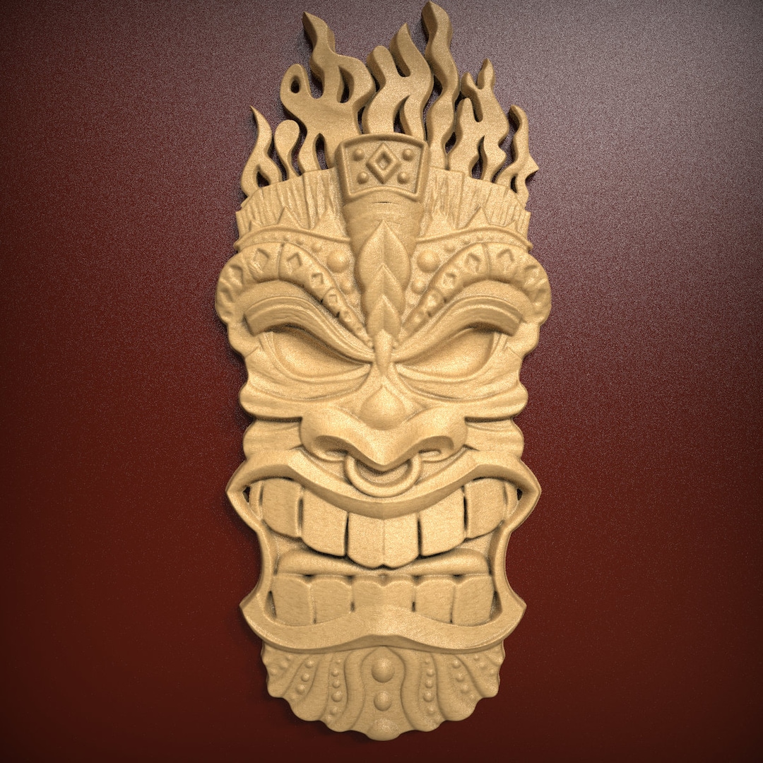 Tiki Mask, STL Relief File for CNC Router Carving, Engraving or 3d ...