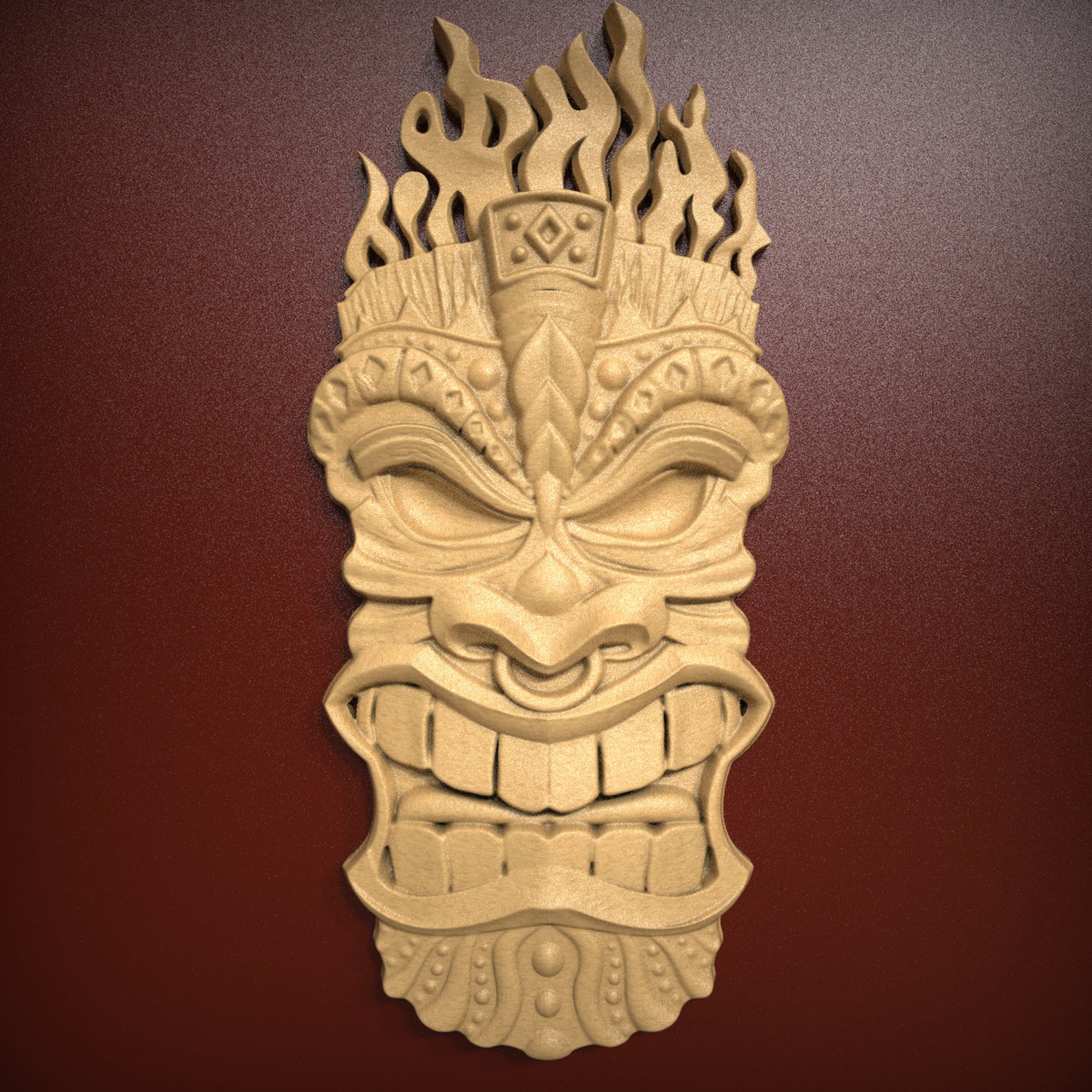 Tiki Mask, STL Relief File for CNC Router Carving, Engraving or 3d ...