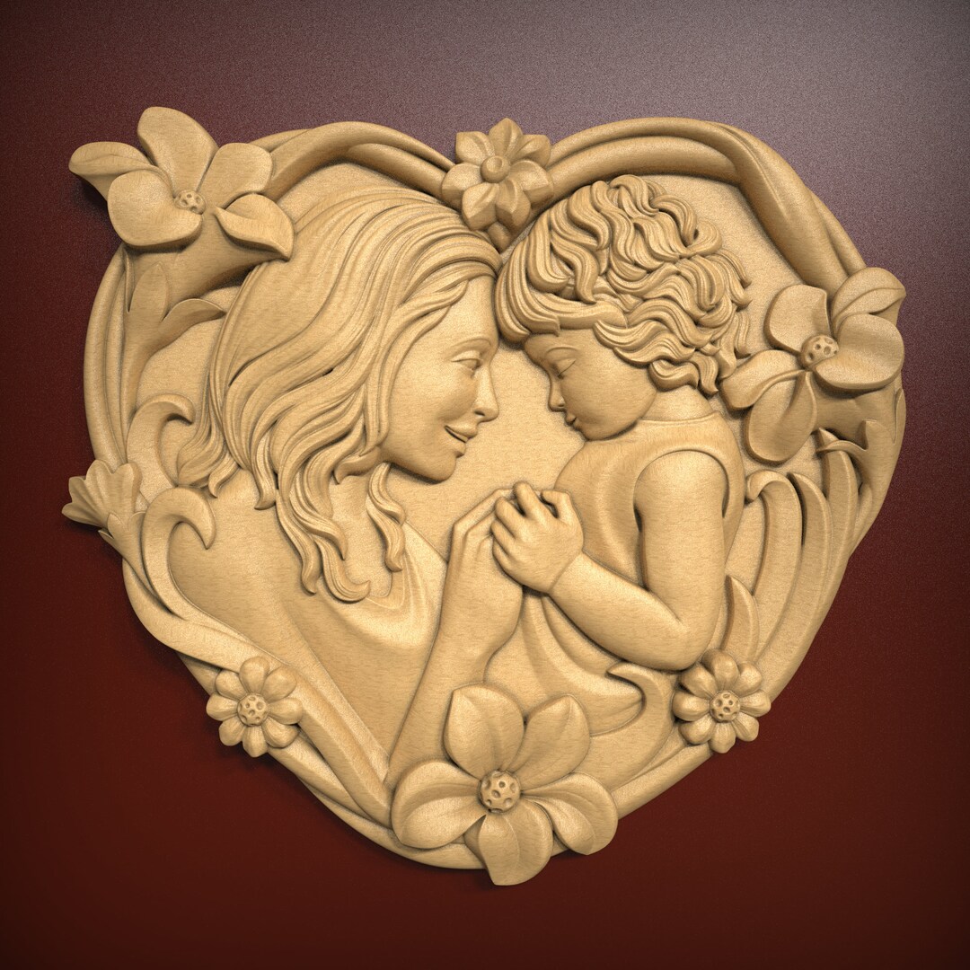 Mother and Daughter, STL Relief File for CNC Router Carving, Engraving - Etsy