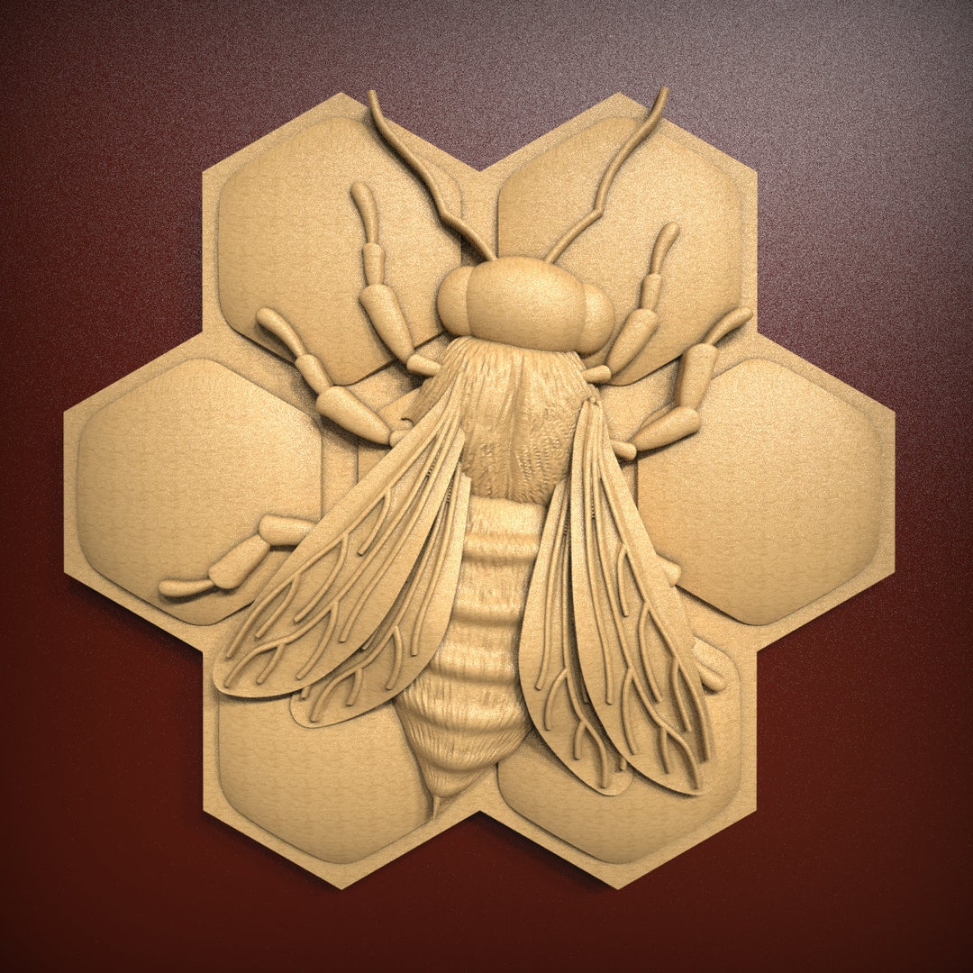 Honey Bee Wall Art, STL Relief File for CNC Router Carving, Engraving ...
