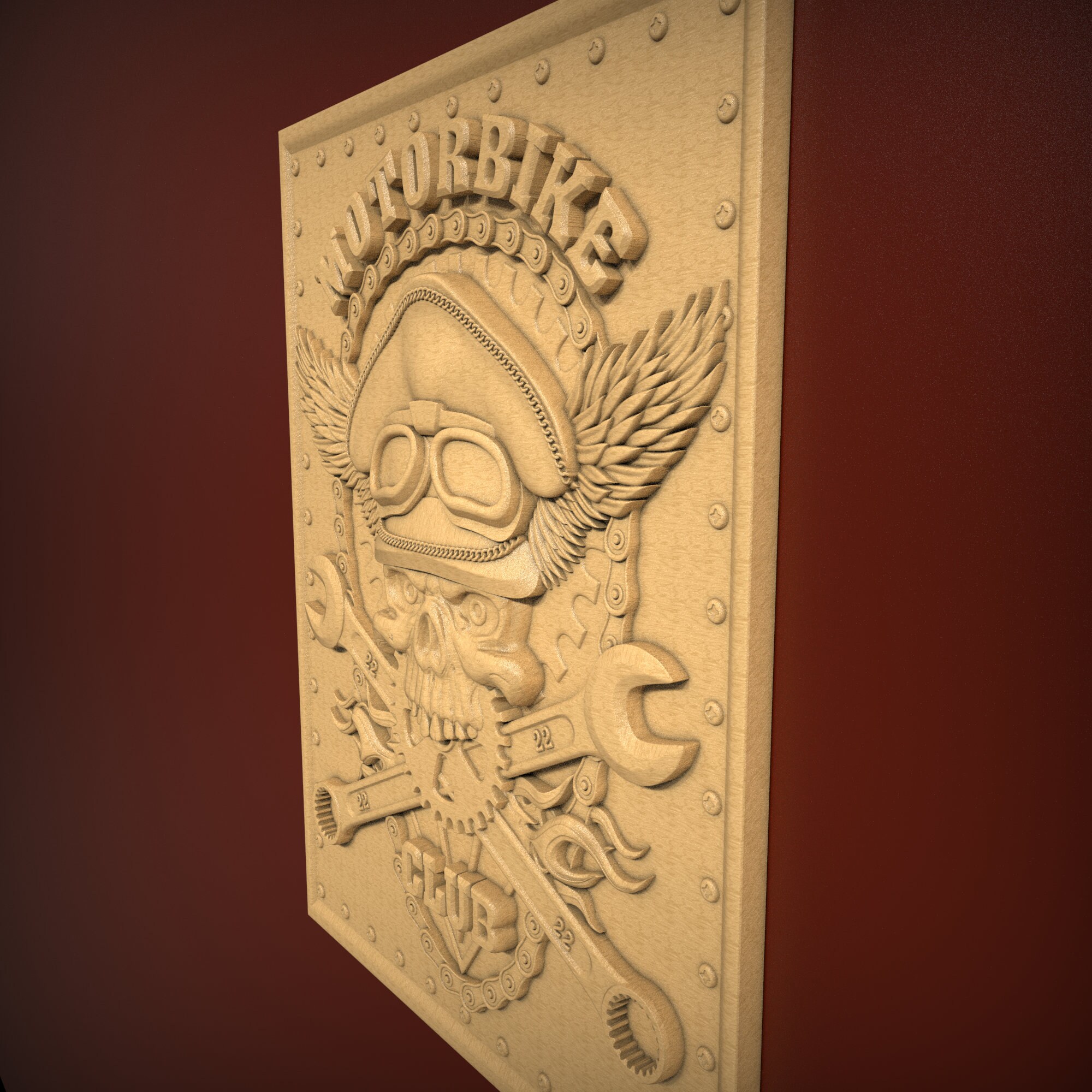 Motorbike Club Wall Art, STL Relief File for CNC Router Carving ...