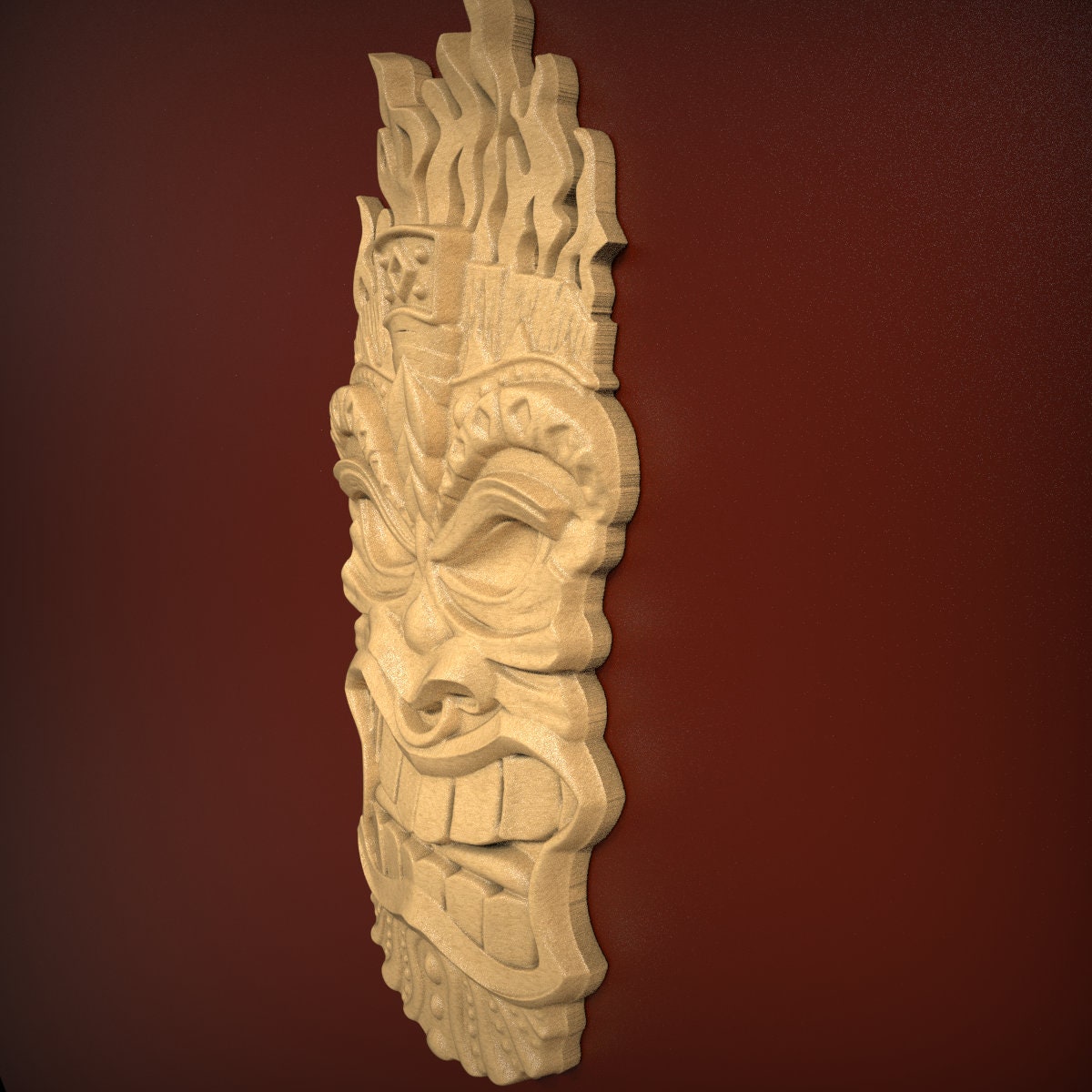 Tiki Mask, STL Relief File for CNC Router Carving, Engraving or 3d ...