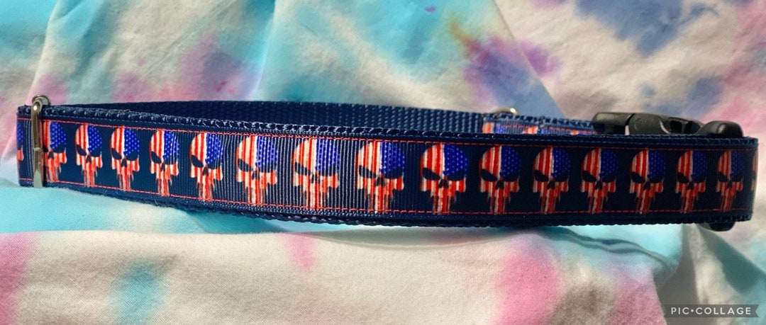 Punisher,red,white,blue,dog,collar,american Proud - Etsy