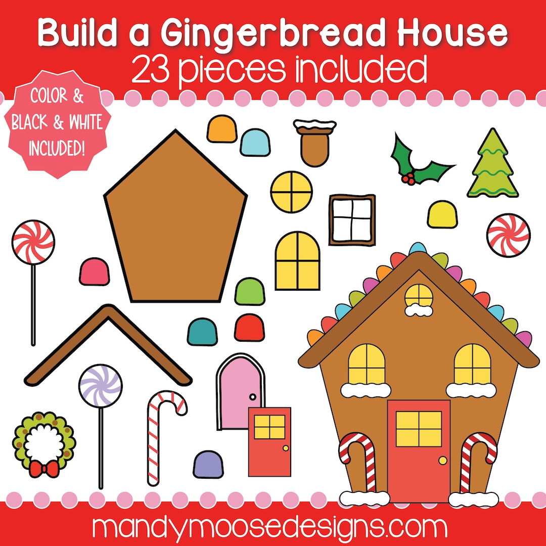 Gingerbread House Clipart - Christmas Clip Art - Etsy