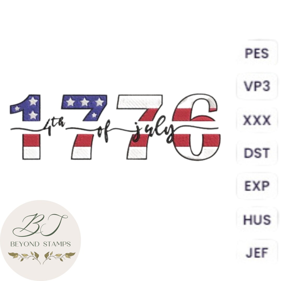 1776 4th of July Machine Embroidery Design ,america Flag ,embroidery ...