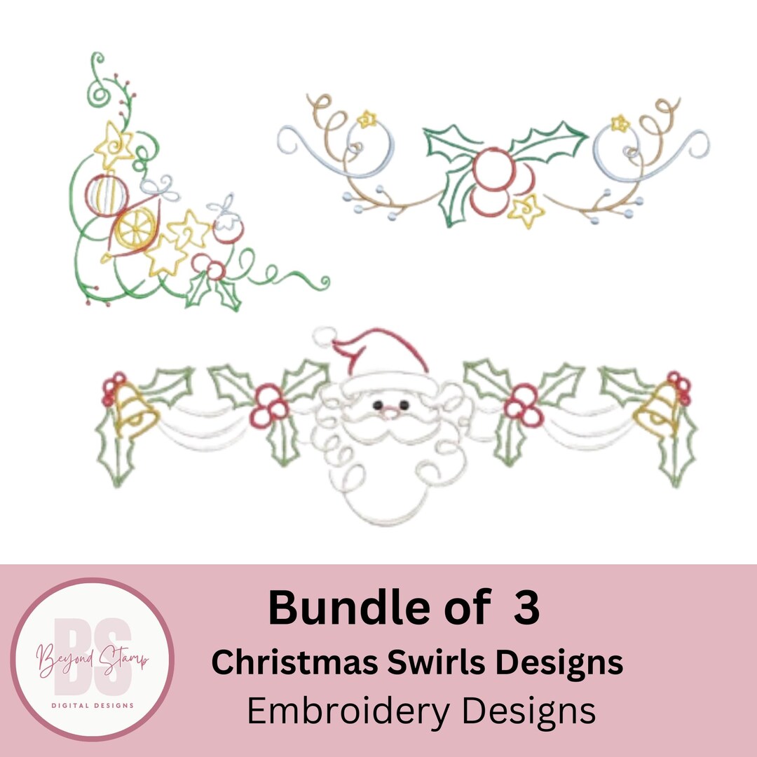 Christmas Border Embroidery Design Bundle Christmas Swirl Machine ...
