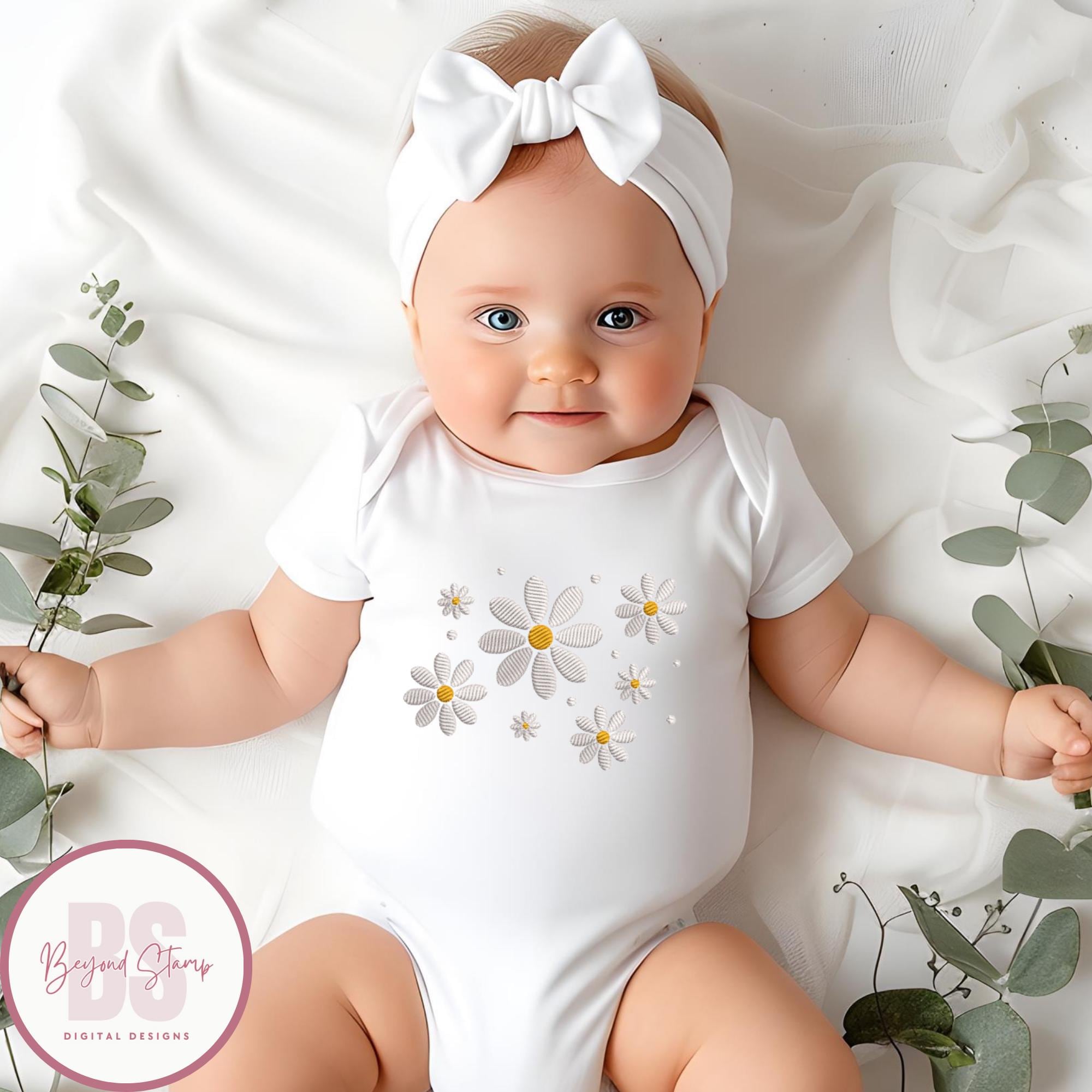 Daisy Flower Embroidery Design, Beautiful White Daisy, Wildflowers ...