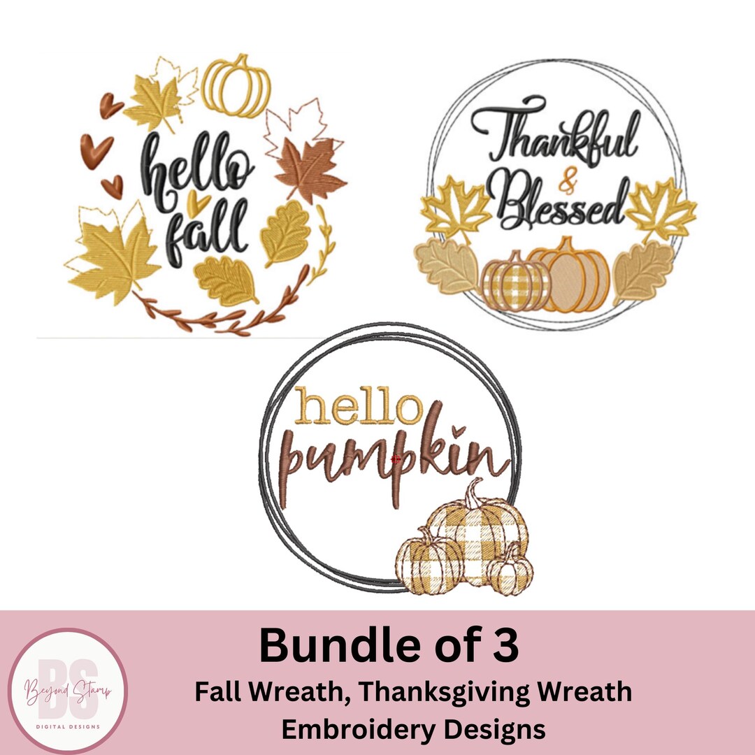 Fall Wreath Embroidery Design Bundle Thanksgiving Embroidery Designs ...