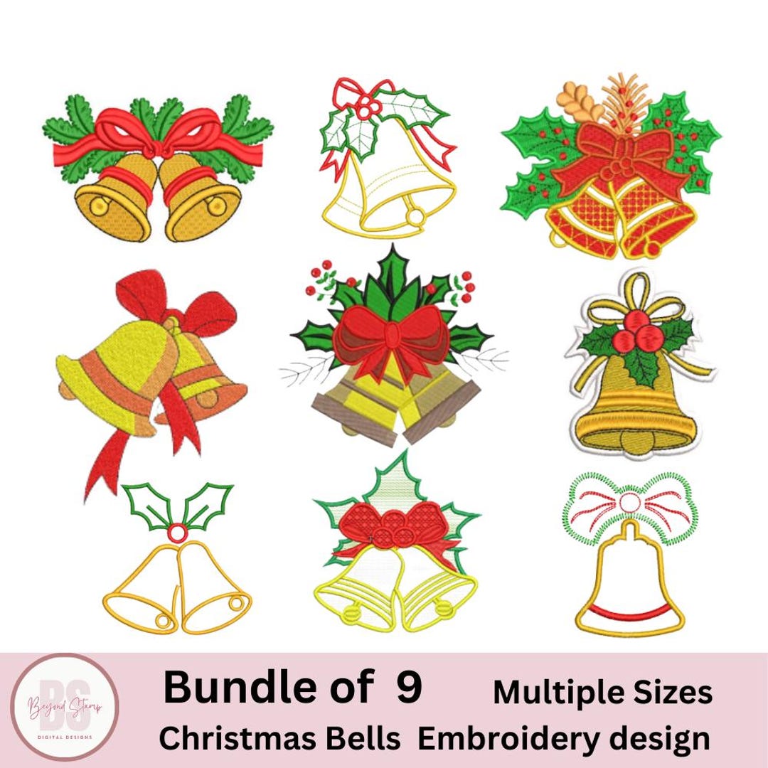 Christmas Bells Embroidery Design Bundle of 9 Christmas Bells With ...
