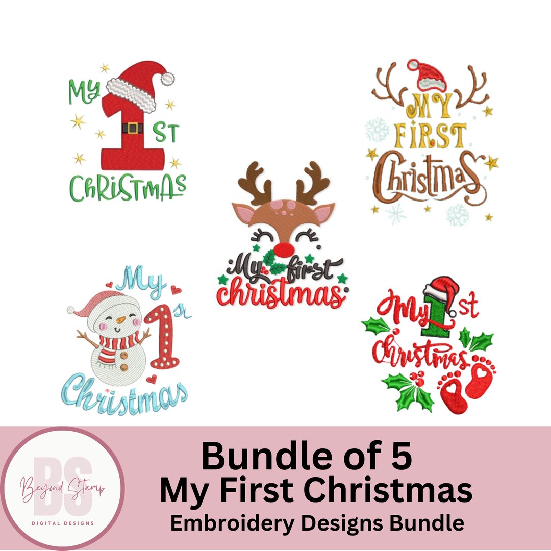 My First Christmas Embroidery Design Bundle, Baby's 1st Christmas ...