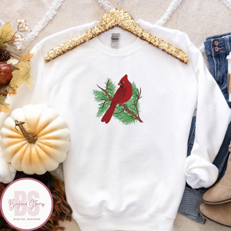 Red Cardinal Embroidery Design Bundle, Christmas Cardinal Red Bird ...