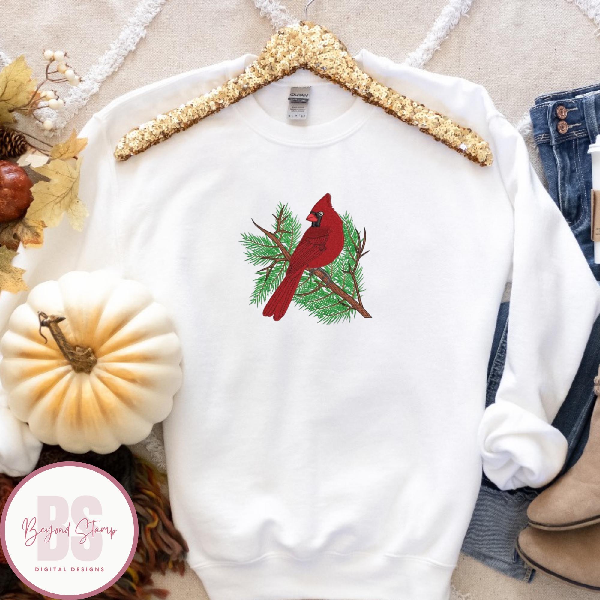 Red Cardinal Embroidery Design Bundle, Christmas Cardinal Red Bird ...