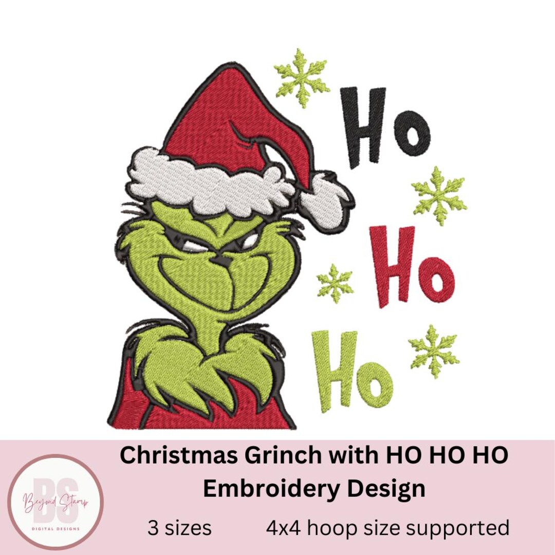 Grinch HO HO HO Christmas Embroidery Design, Grinch Machine Embroidery ...