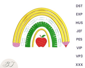 Teacher Life Rainbow School Love Instant Download Machine Embroidery ...