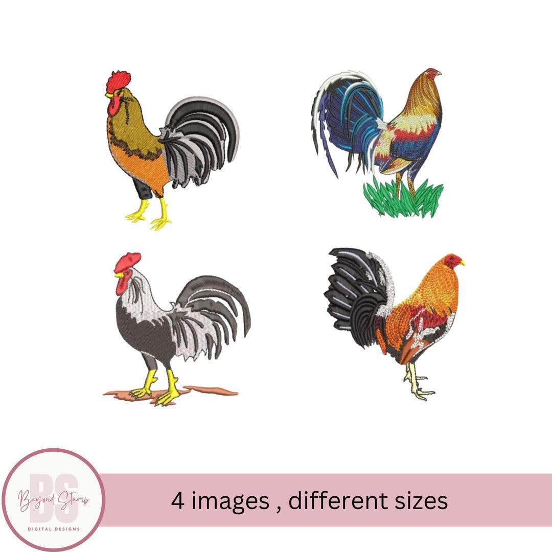 Rooster Embroidery Design, Colorful Rooster , Majestic Rooster Machine ...
