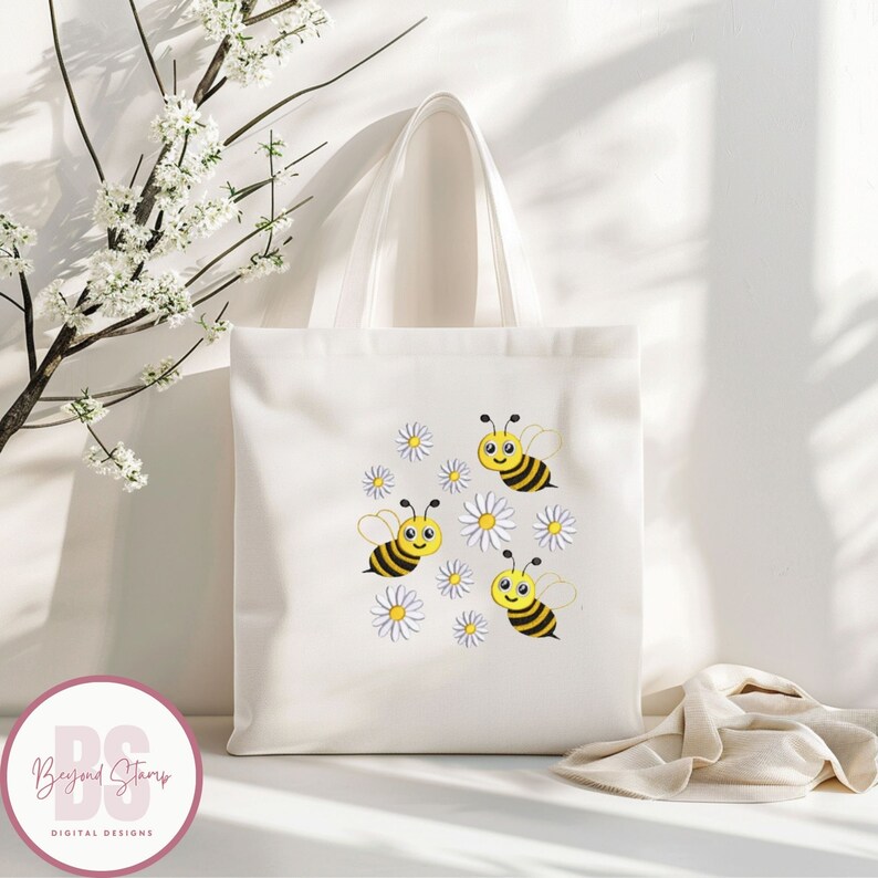 Bee Embroidery Design, Daisy and Bee Machine Embroidery Design, Kids ...