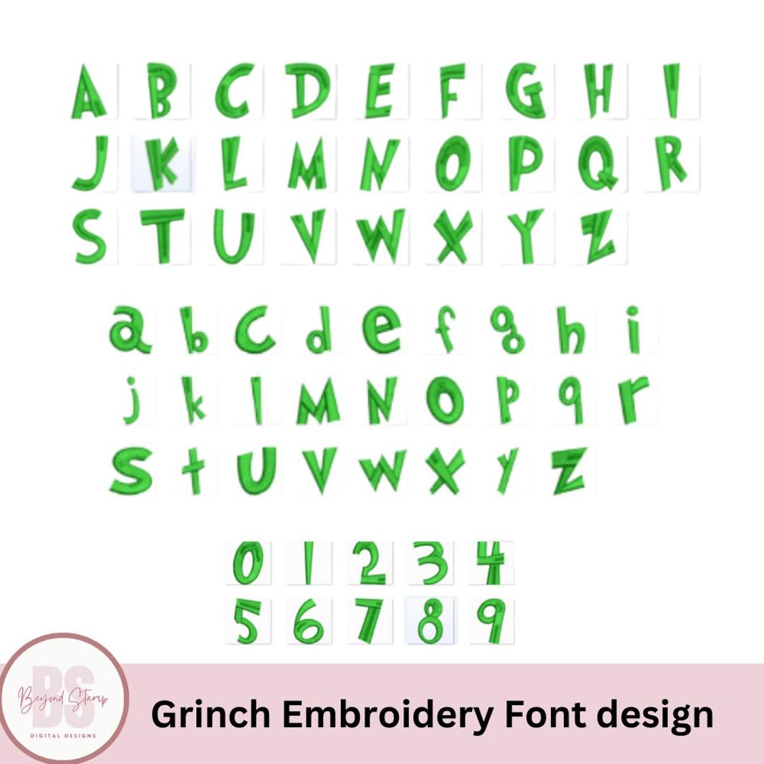 Grinch Embroidery Font, Grinch Merch Machine Embroidery Font File ...