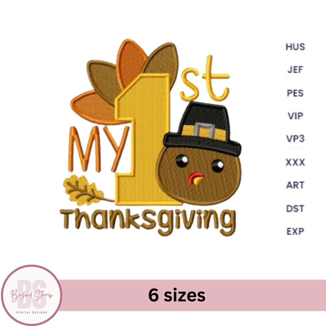 My First Thanksgiving Embroidery Design, Turkey Embroidery Design ...