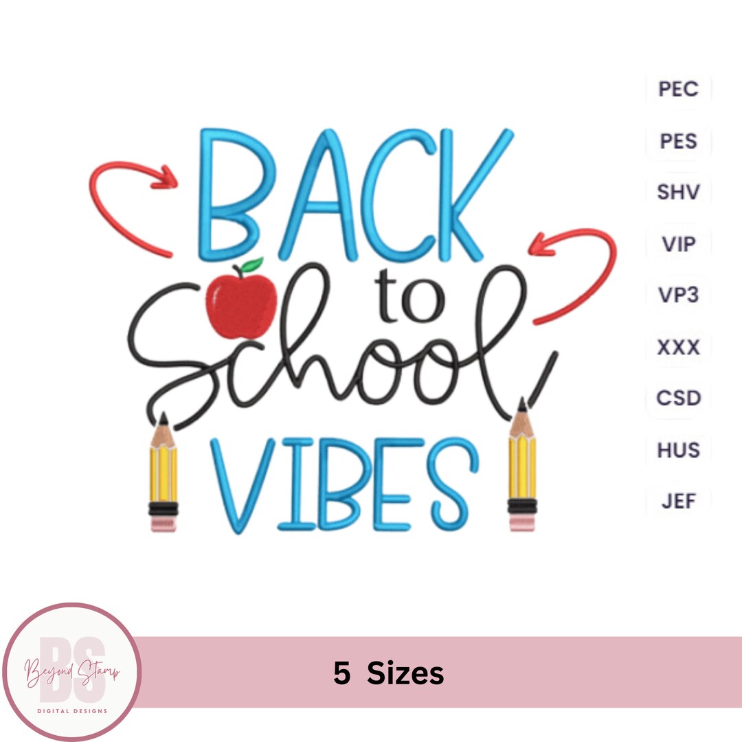 Back to School Vibes Machine Embroidery Design, Children Teachers ...