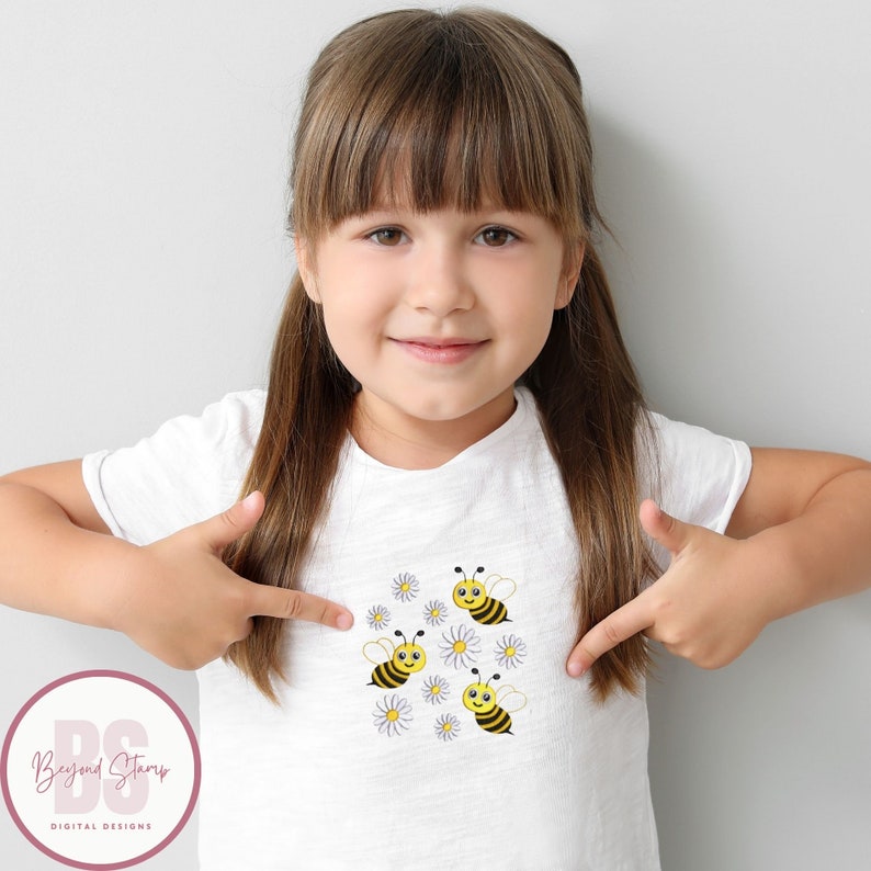 Bee Embroidery Design, Daisy and Bee Machine Embroidery Design, Kids ...