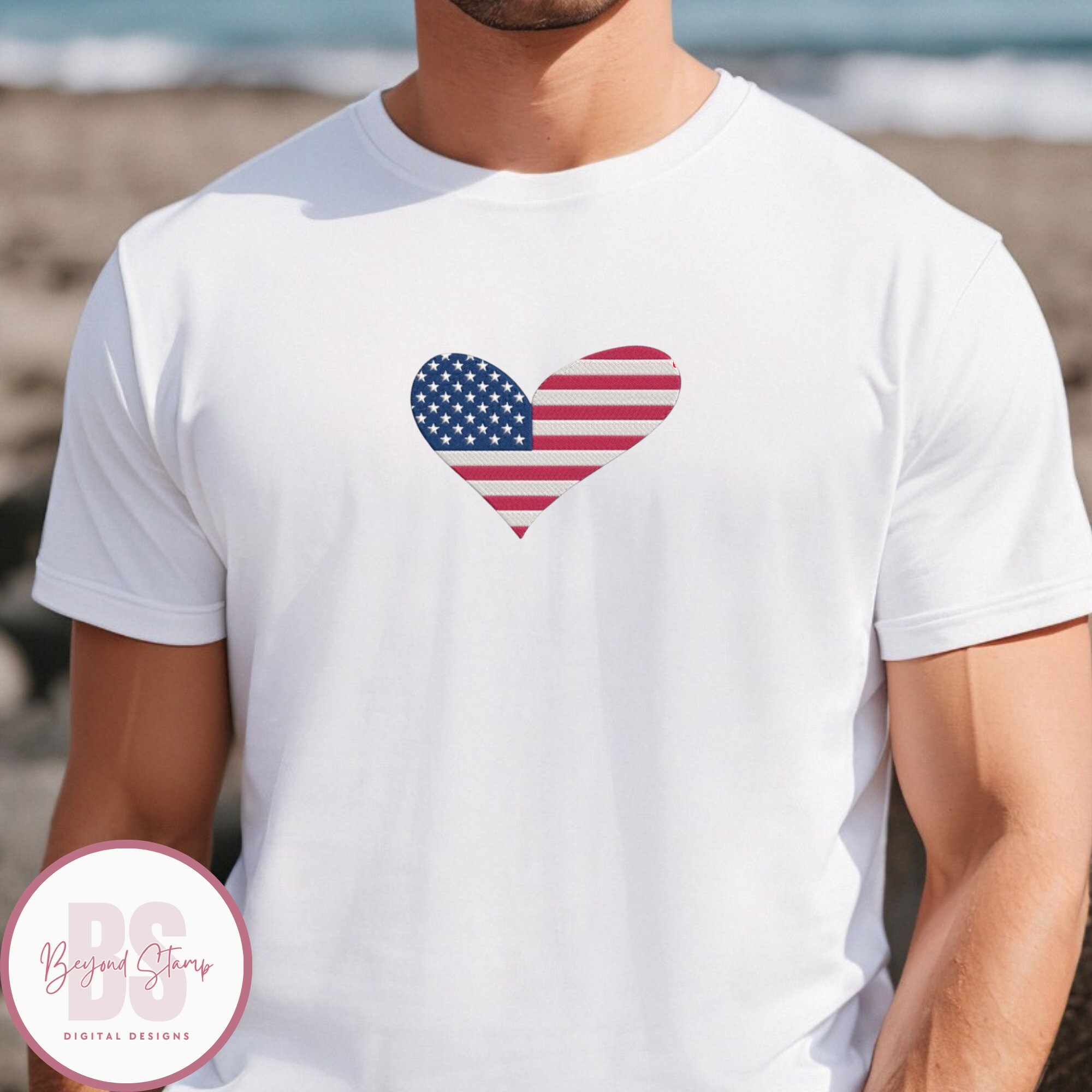 American Flag in Heart Machine Embroidery Design,4th of July Gifts ...