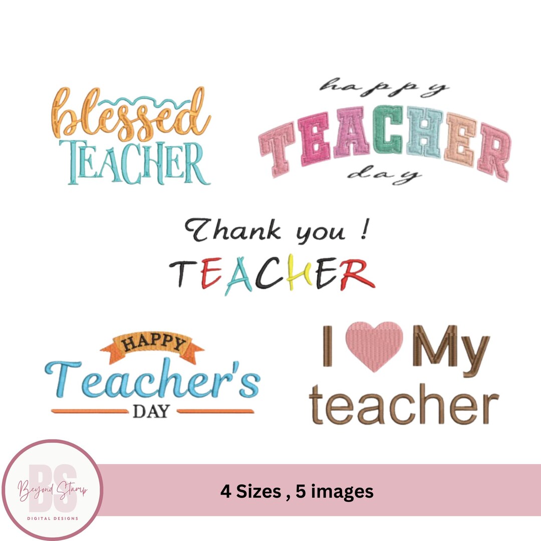Teacher Embroidery Designs, Machine Embroidery, Embroidery Pattern for ...