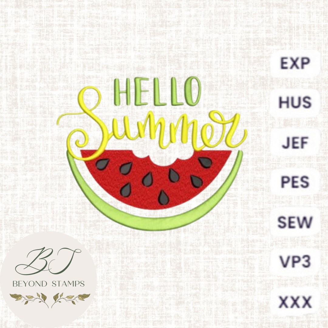 Hello Summer Embroidery Design, Machine Embroidery, Trendy Embroidery ...