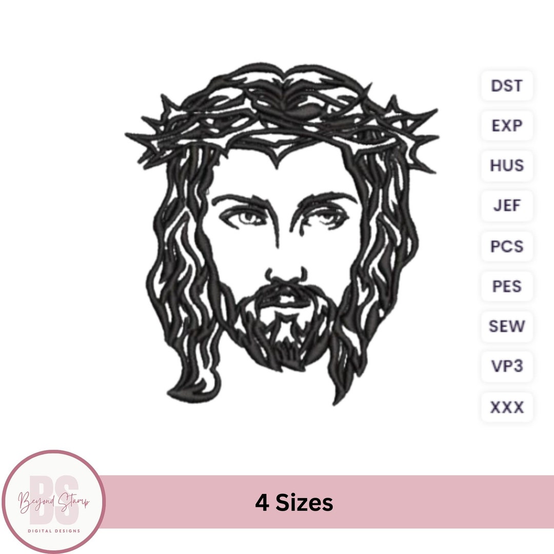 Jesus Christ Face Machine Embroidery Design, Religious Embroidery ...