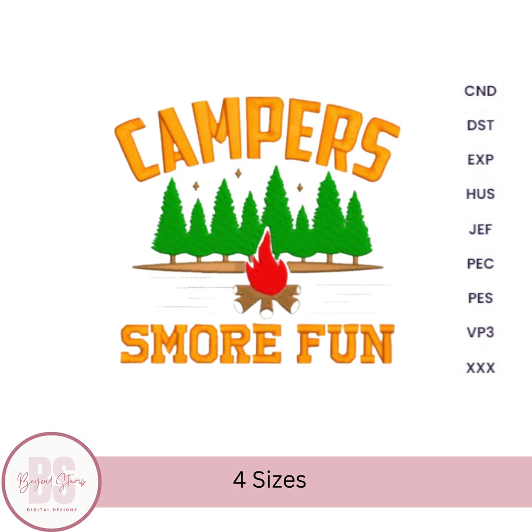 Campers Smore Fun Camping Embroidery Design Funny Camping Phrase ...