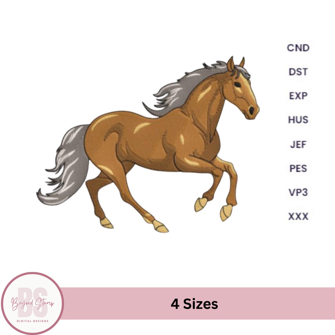 Horse Embroidery Design, Horse Machine Embroidery, Running Horse, Pes ...