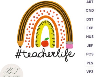 Teacher Life Rainbow School Love Instant Download Machine Embroidery ...