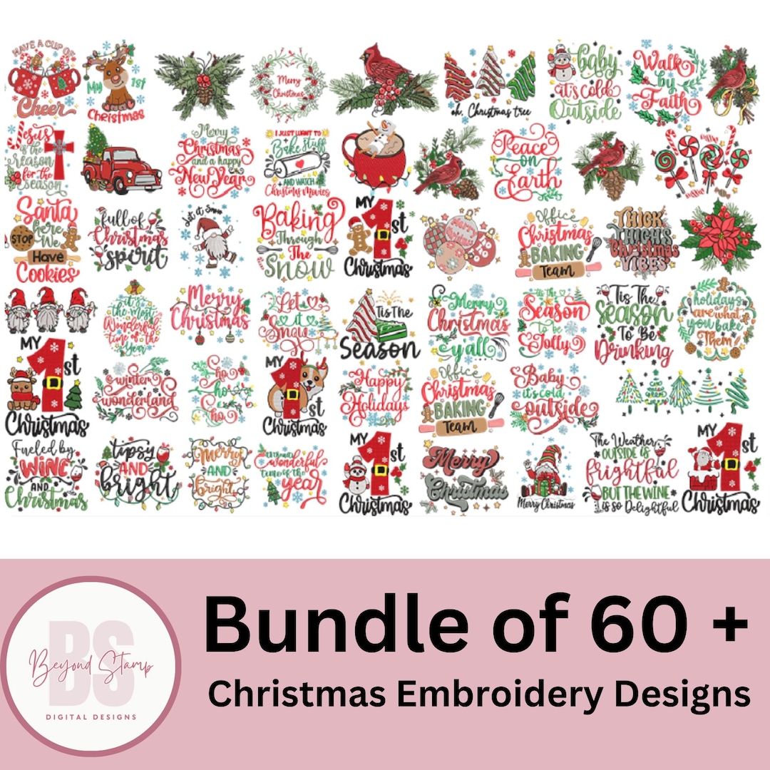 Christmas Machine Embroidery Designs, Mega Bundle of X-mas Embroidery ...