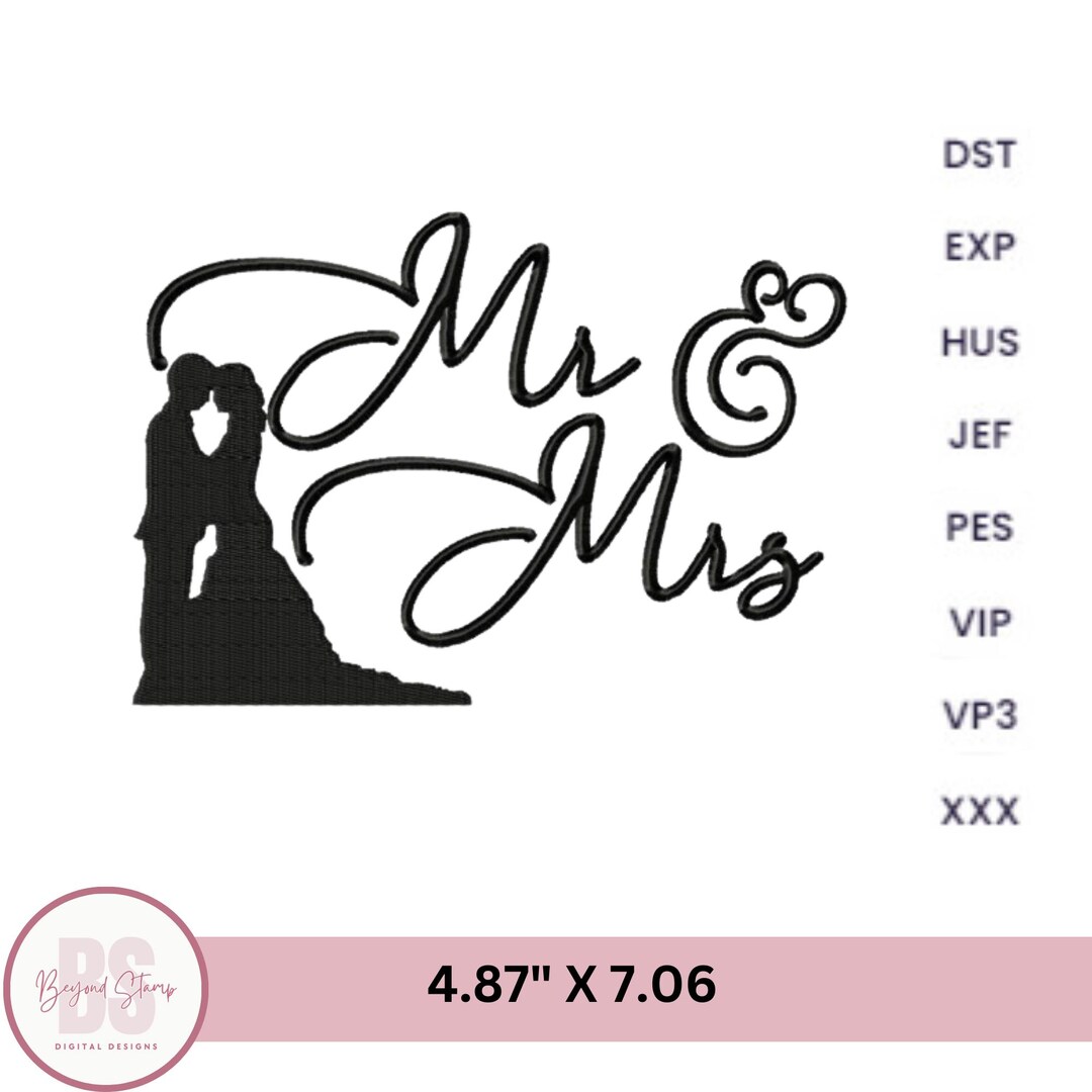 Mr. and Mrs. Embroidery Design ,husband and Wife Embroidery, Wedding ...