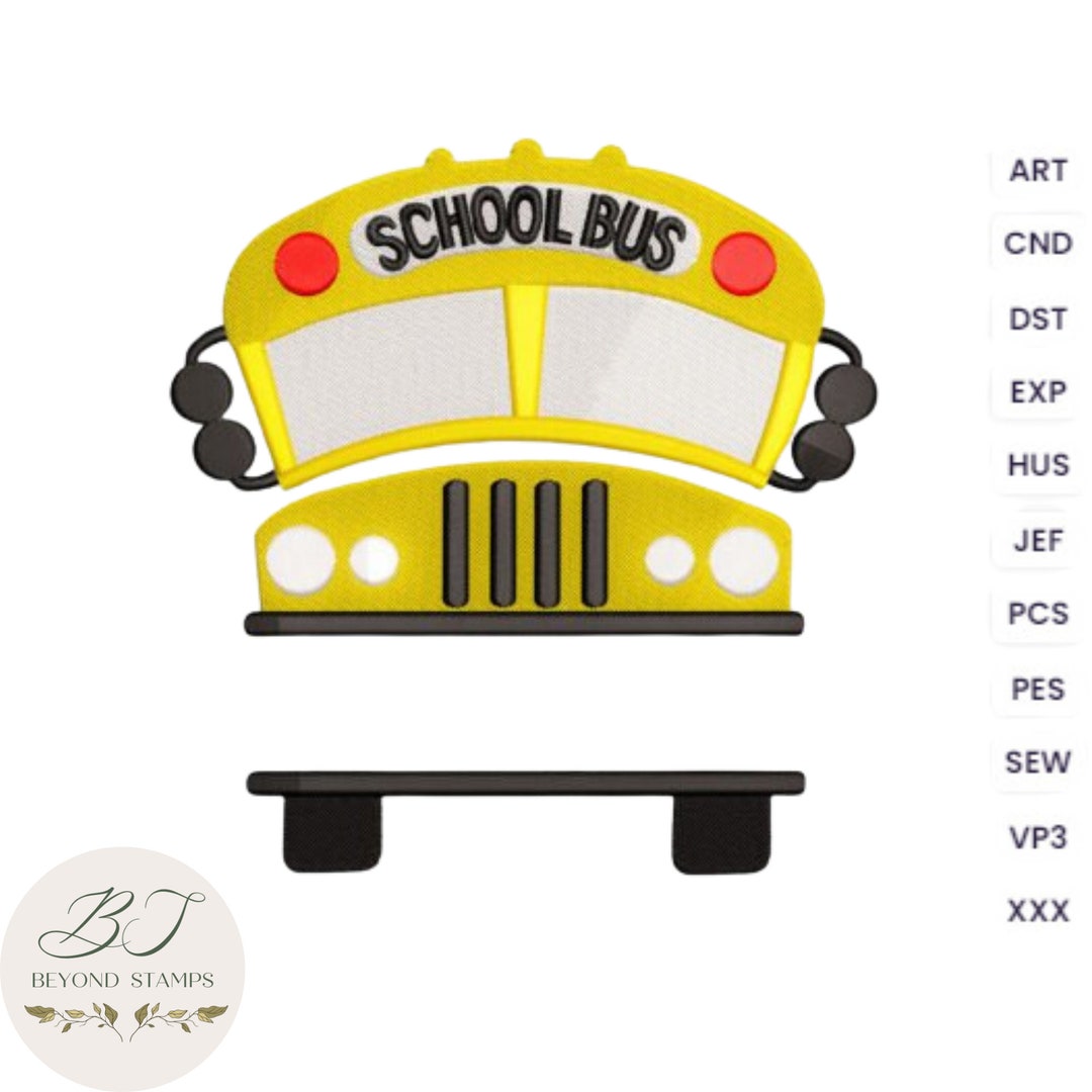 School Bus Split Machine Embroidery Design,back to School Embroidery ...
