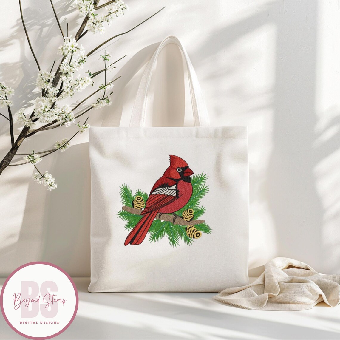 Red Cardinal Embroidery Design Bundle, Christmas Cardinal Red Bird ...
