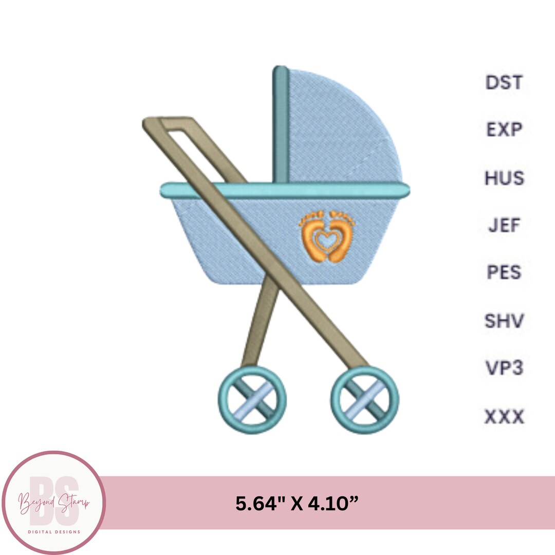 Baby Stroller Machine Embroidery Design, Baby Pram , Baby Trolley ...