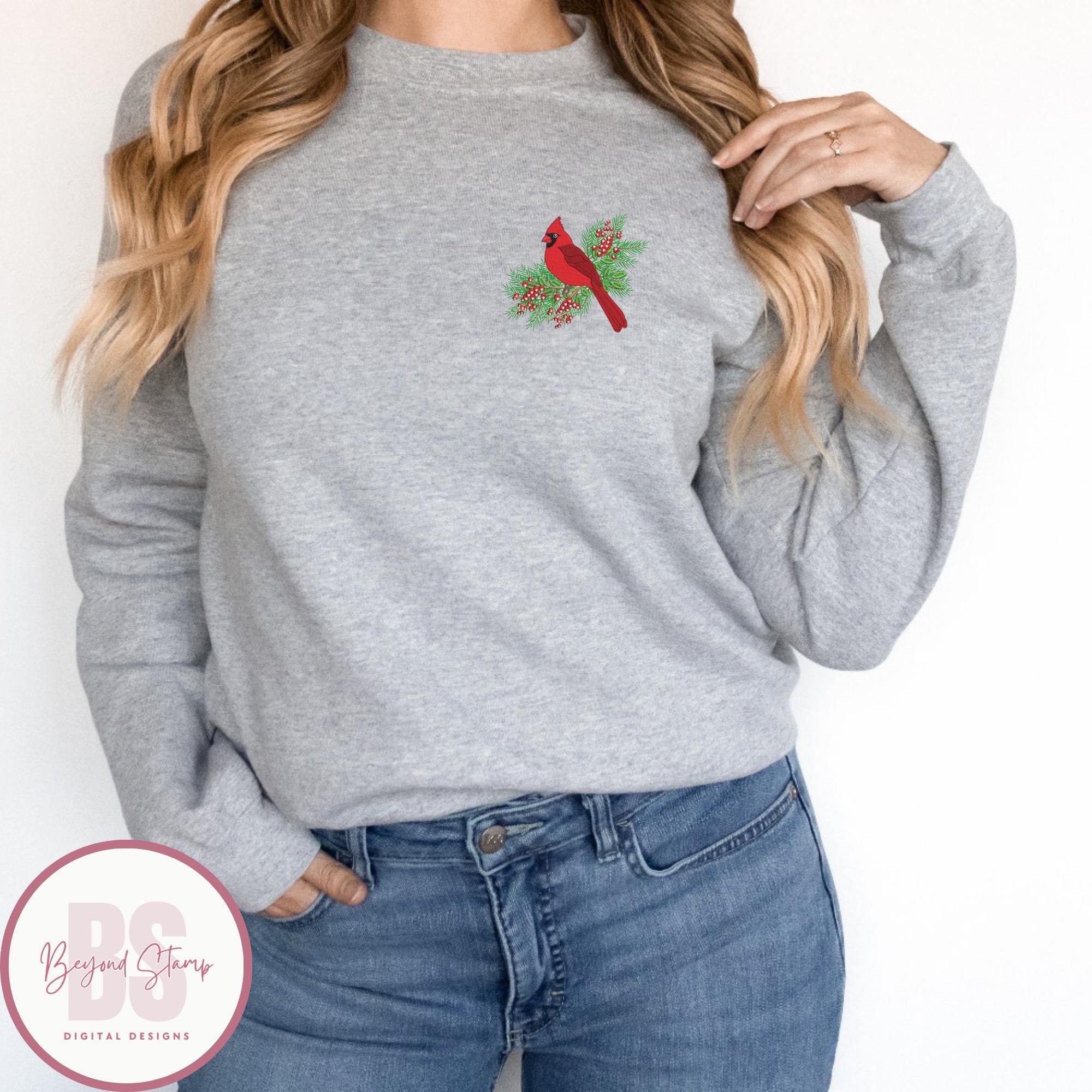 Red Cardinal Embroidery Design Bundle, Christmas Cardinal Red Bird ...