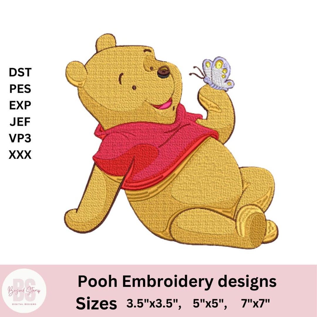 Winnie the Pooh Embroidery, Pooh With Butterfly Embroidery Designs ...