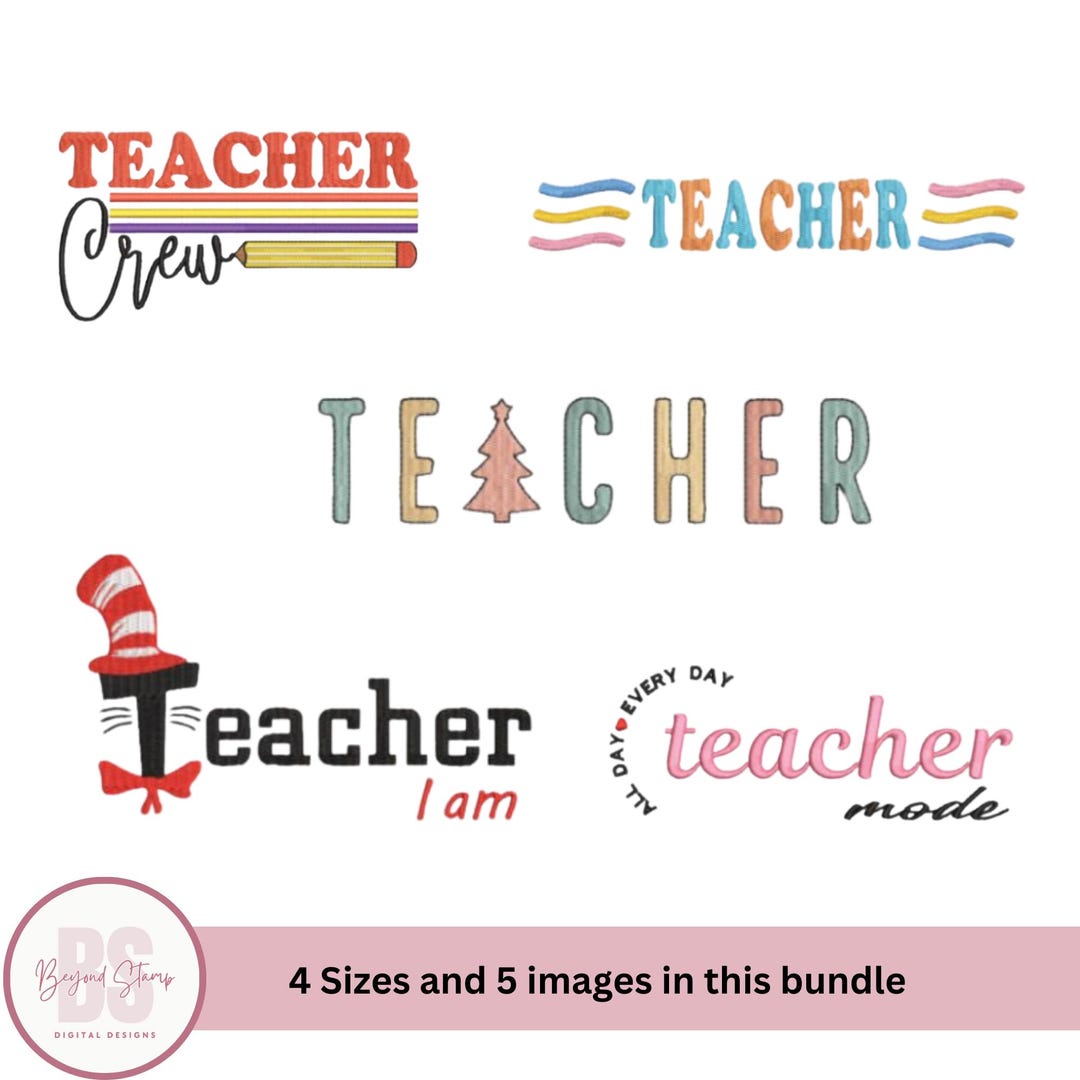 Teacher Embroidery Designs, Machine Embroidery, Embroidery Pattern for ...