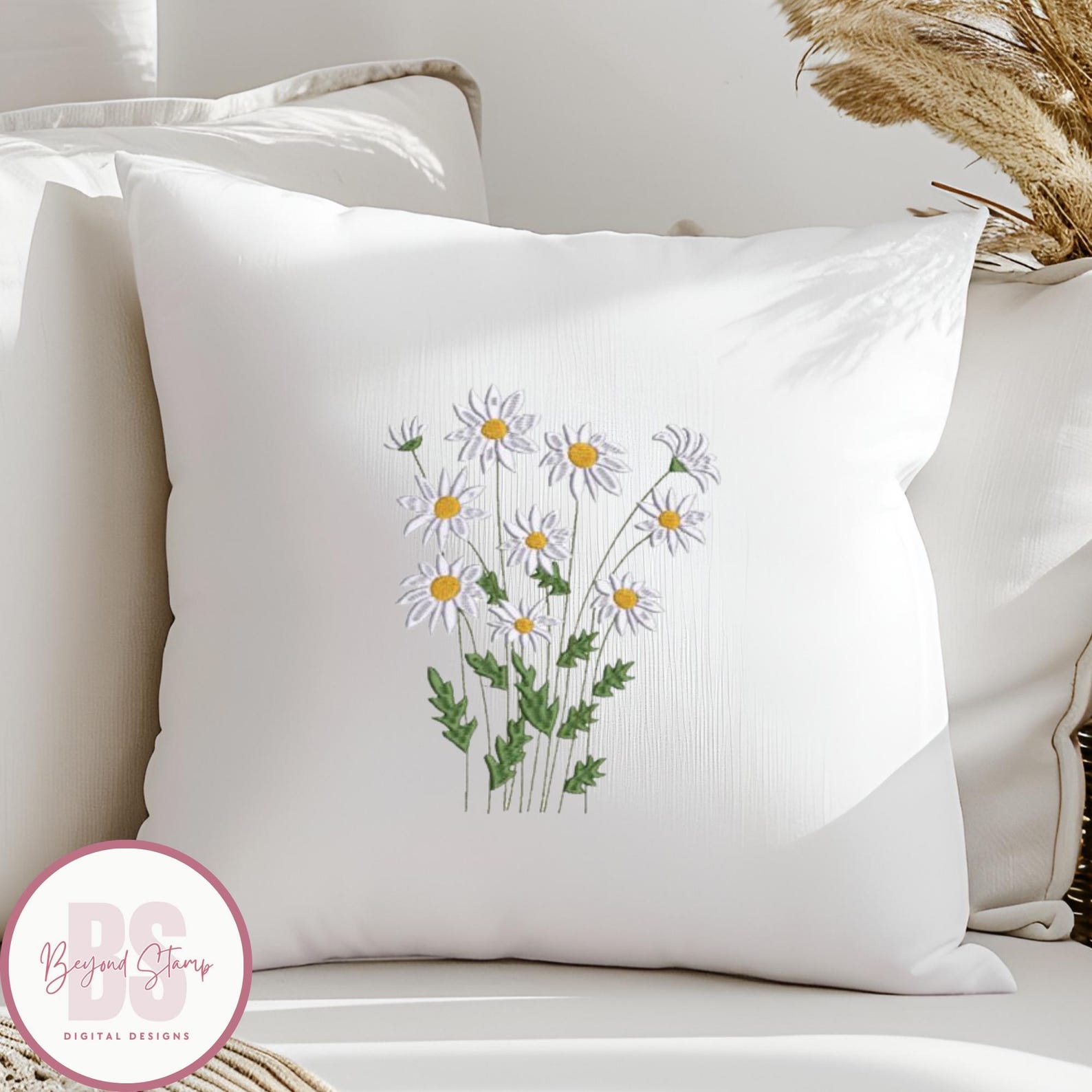 Daisy Flower Embroidery Design, Beautiful White Daisy Bouquet ...