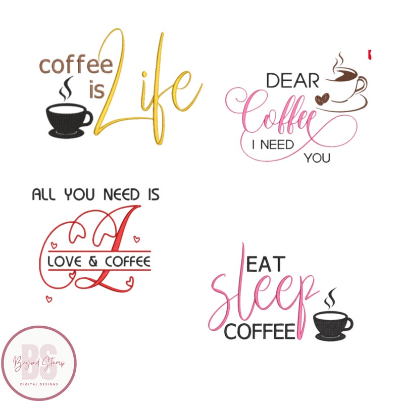 Coffee Funny Quotes Machine Embroidery, Phrase Embroidery, Love for ...