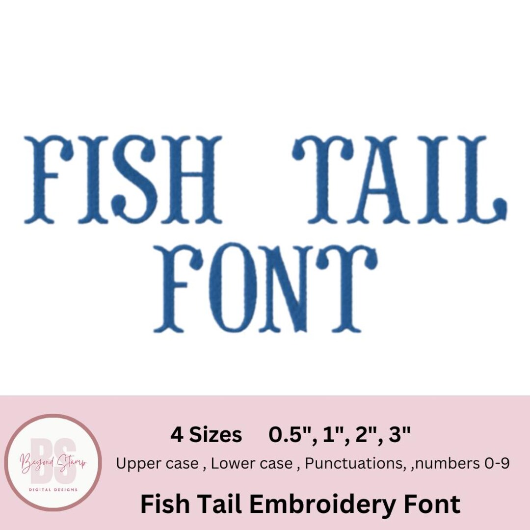 Fish Tail Embroidery Font Machine Embroidery Font for Kids , Capital ...