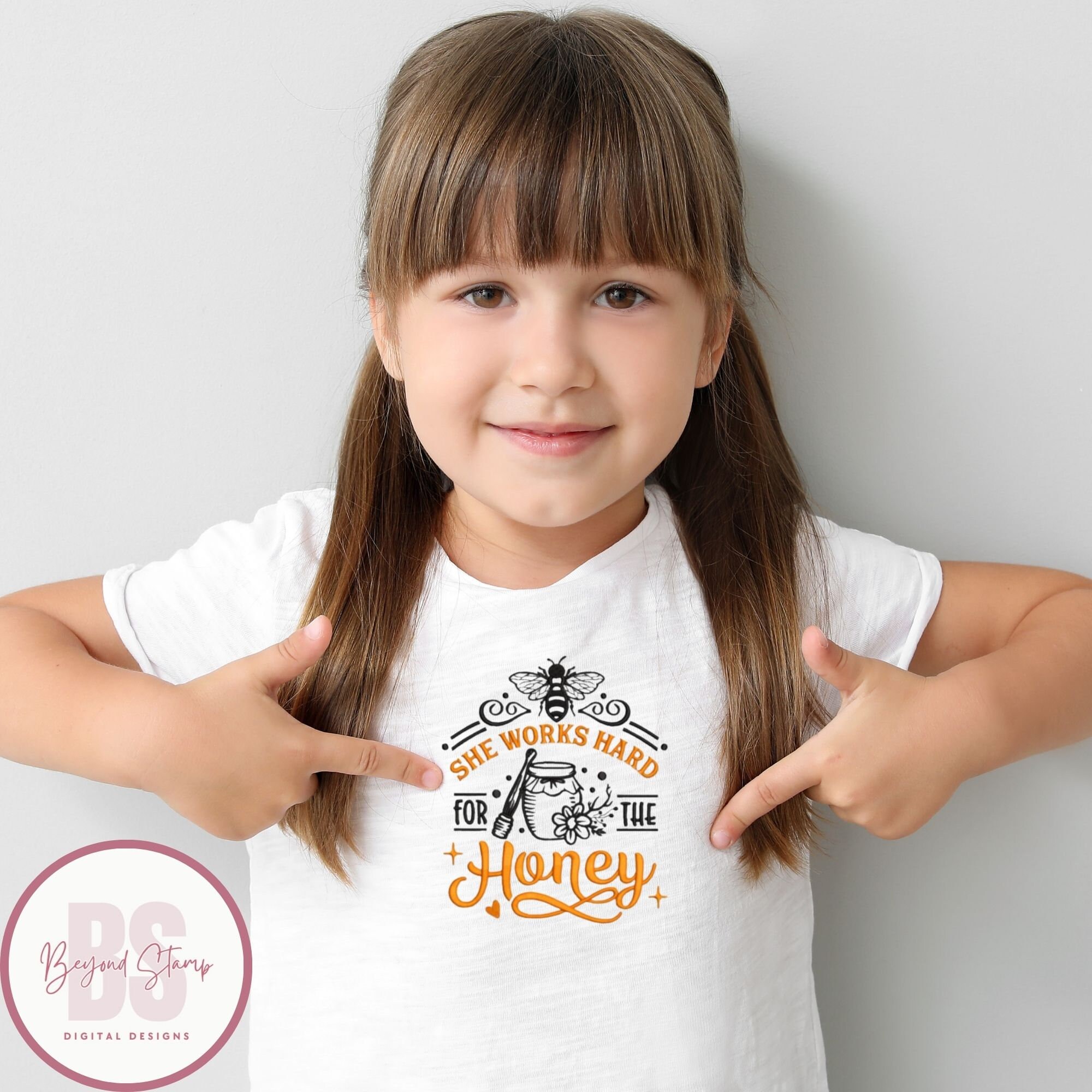 Bee Embroidery Design, She Works Hard for the Honey Phrase Embroidery ...