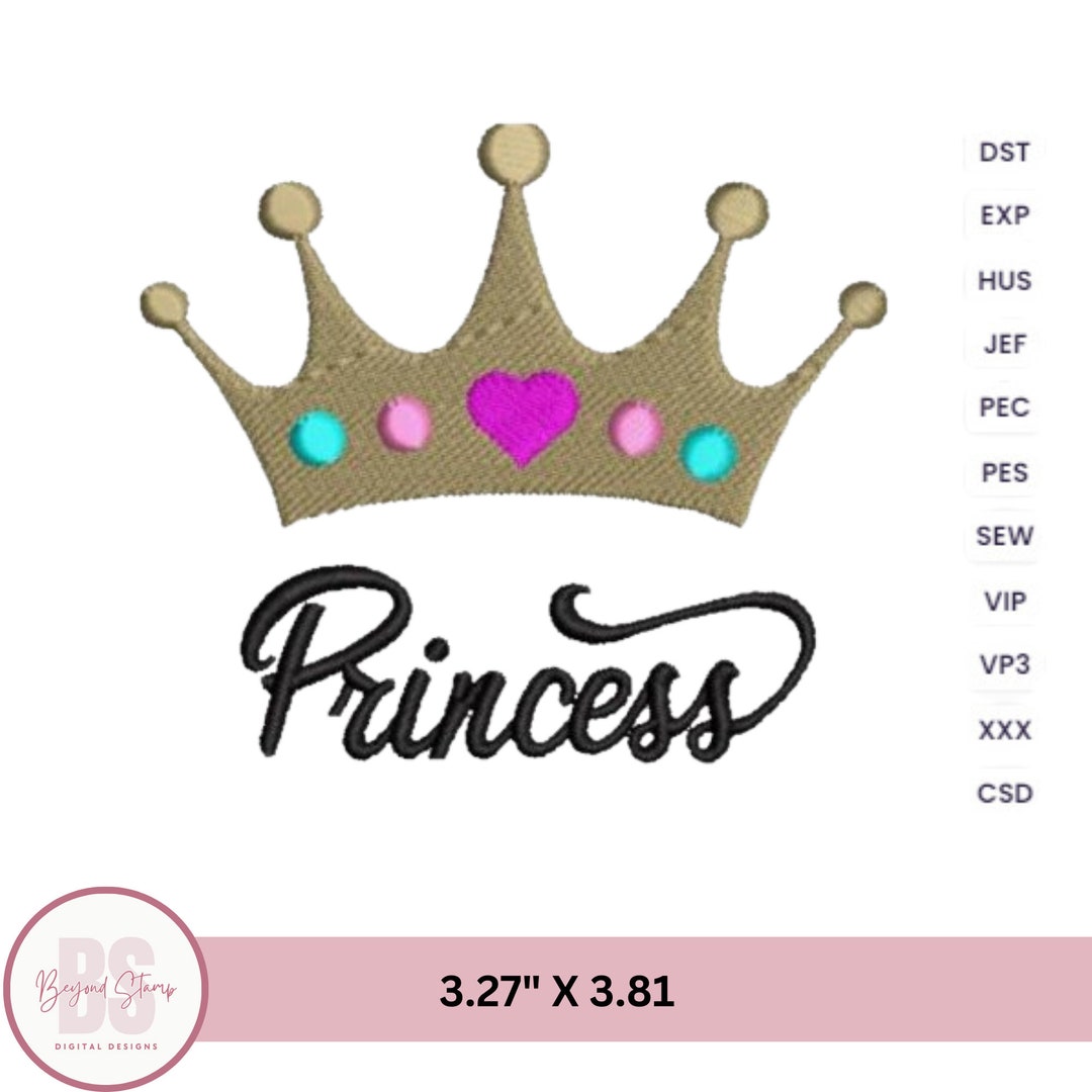 Princes Crown Embroidery Design, Baby Girl Embroidery Design, PES DST ...