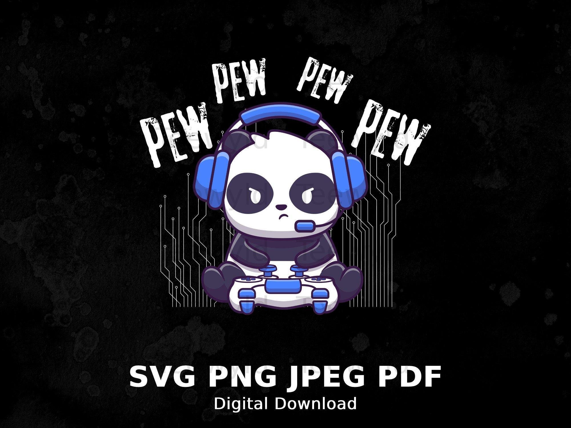 Instant Download Gaming Panda Video Gamer Pew Pew Pew Print on Demand T ...