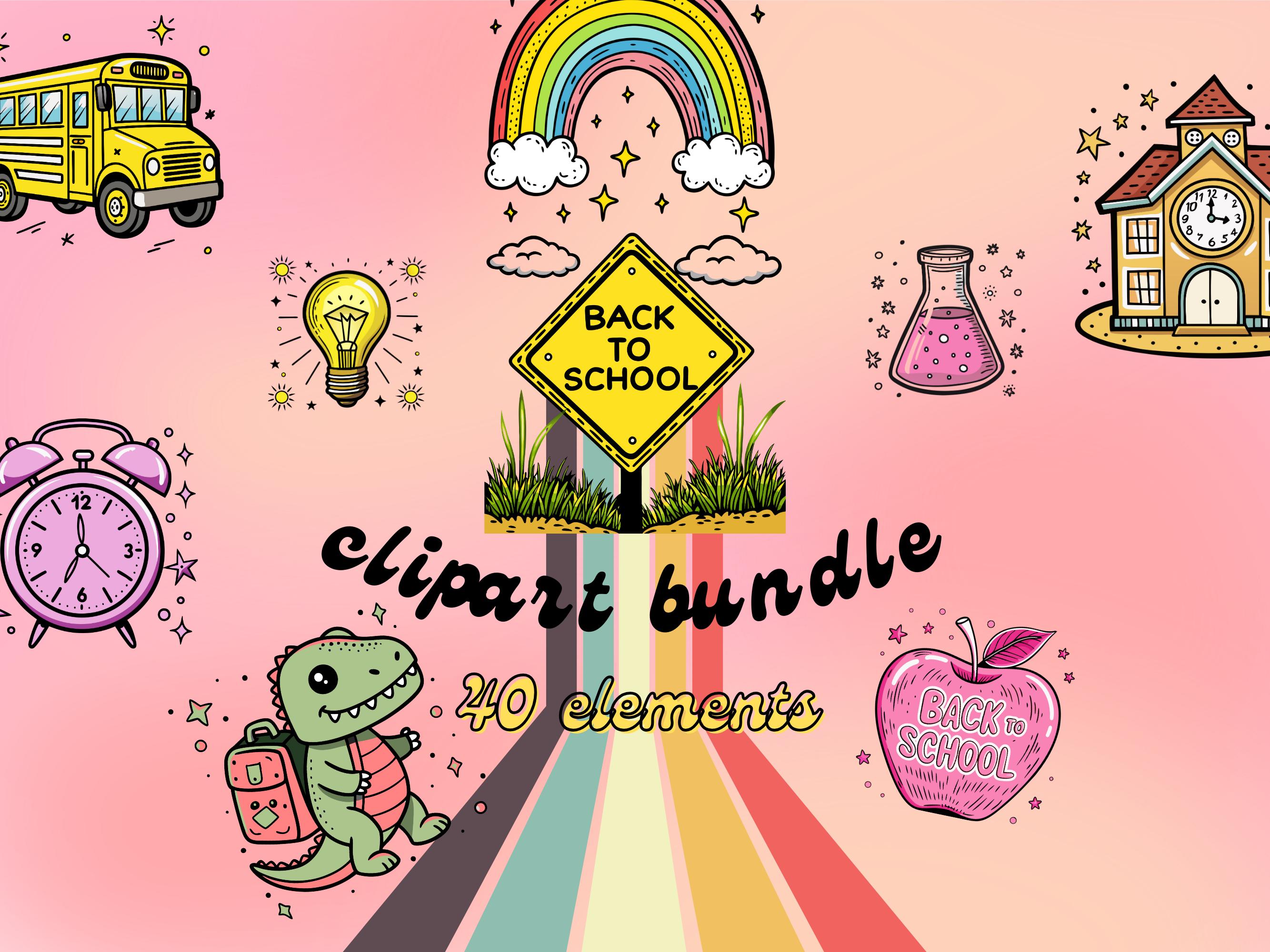 Groovy Back to School PNG SVG PSD Graphics Clipart Bundle - Etsy